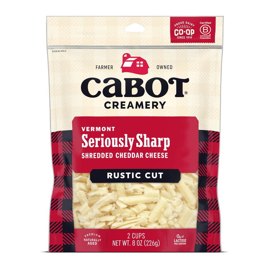 Seriously Sharp Cheddar Shredded Cheese Rustic Cut – Cabot Creamery